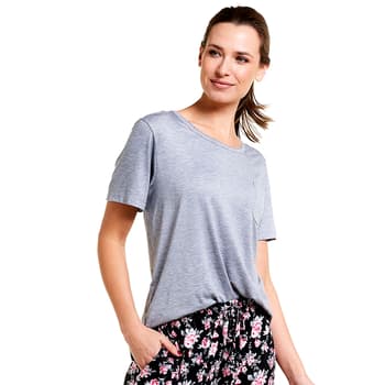 Plus Size René Rofé Short Sleeve Poly Crew Neck Tee w/Pocket - Boscov's