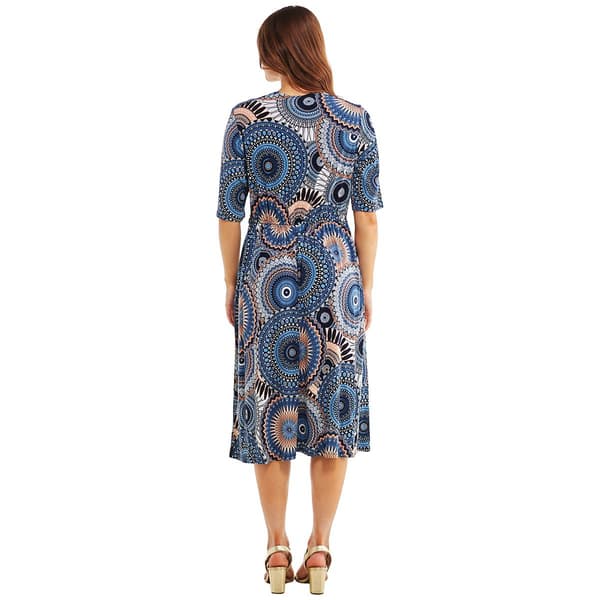 Womens Robbie Bee Short Sleeve Medallion Side Drape Midi Dress - Boscov's
