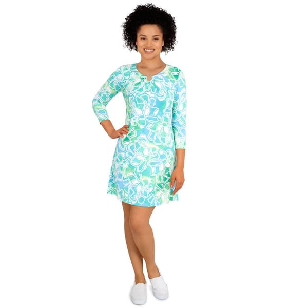 Womens Ruby Rd. 3/4 Sleeve Puff Ombre Floral O-Ring Shift Dress - Boscov's