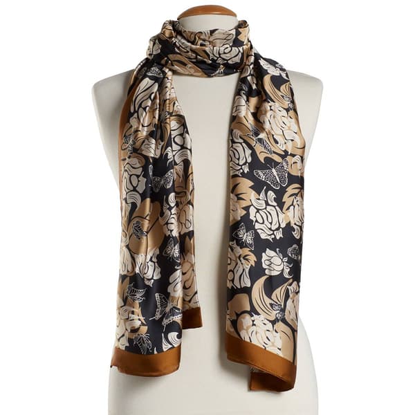 Womens Renshun Floral Butterflies Oblong Scarf w/ Solid Border - Boscov's