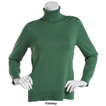 Womens Retrology X Shoulder Trim Turtleneck Sweater - Boscov's