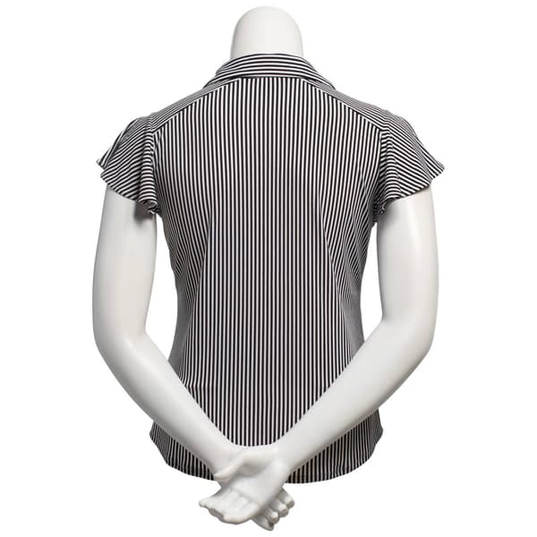 Womens Adrianna Papell Flutter Sleeve Stripe Button Front Blouse - Boscov's