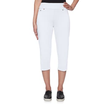 Womens Ruby Rd. Core Essentials Pull On Knit Twill Split Hem Capris ...