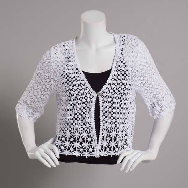 Plus Size Rabbit Rabbit Rabbit Elbow Sleeve Open Stitch Bolero - Boscov's