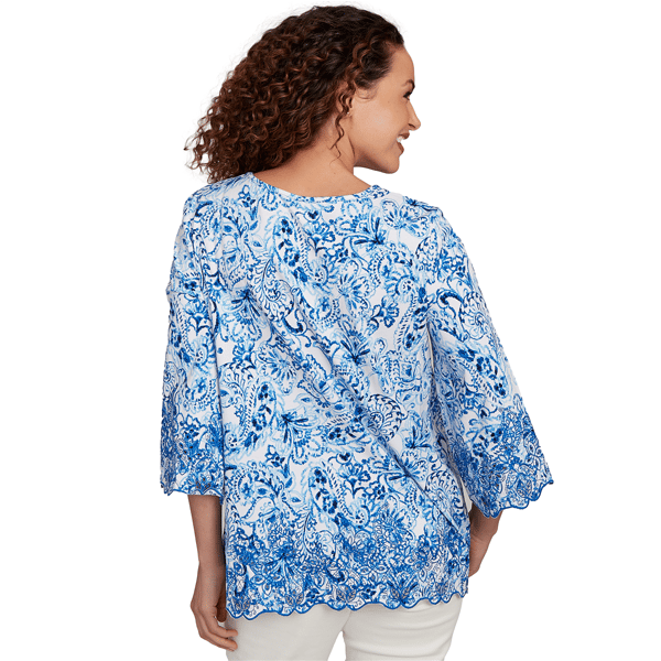 Petite Ruby Rd. Tinted Tides Oceanic Floral Paisley Blouse - Boscov's