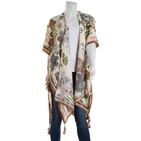Womens Jessica McClintock Pastel Floral Kimono w/Tassels - Boscov's