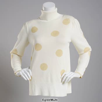 Plus Size Retrology Long Sleeve Turtleneck Lurex Dot Sweater - Boscov's