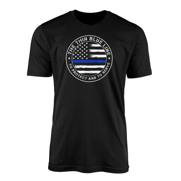 Mens Thin Blue Line Circle Short Sleeve Graphic Tee - Boscov's