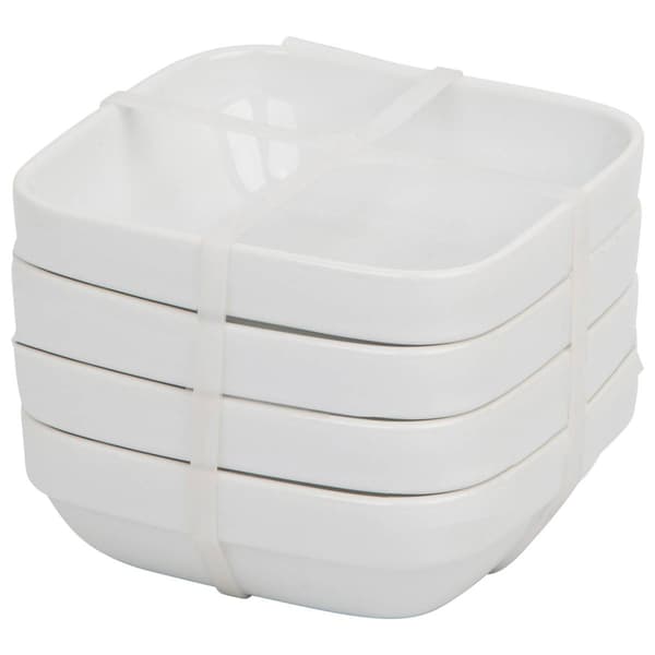 Home Essentials 5in. White Square Stackable Bowls - Set of 4 - Boscov's