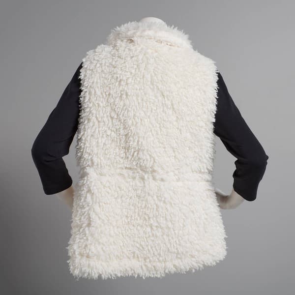 Womens Teez Her Notch Collar Faux Fur Ivory Curl Reversible Vest - Boscov's