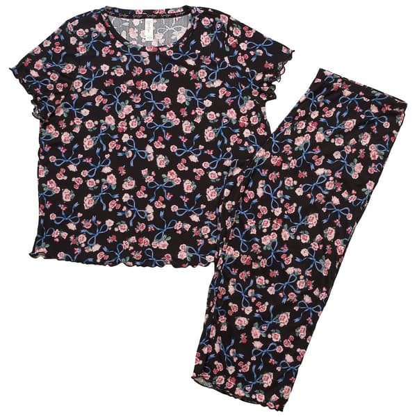 Plus Size Jessica Simpson Romantic Bows Lettuce Edge Pajama Set - Boscov's