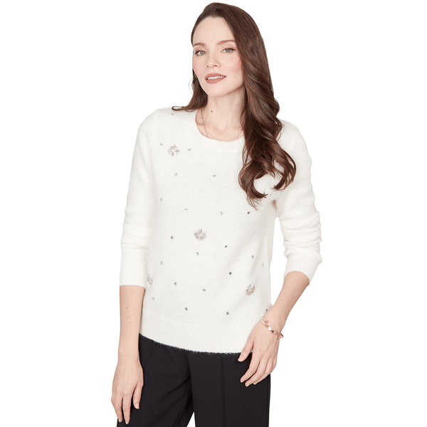 Womens Skye’s the Limit It’s A Party Rhinestone Sweater - Boscov's