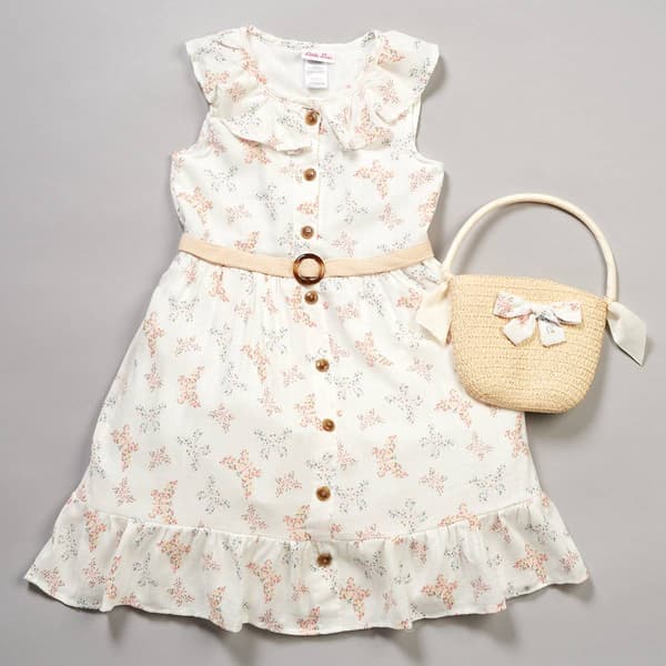 Girls (7-12) Little Lass® Floral Butterfly Button Dress with Bag - Boscov's