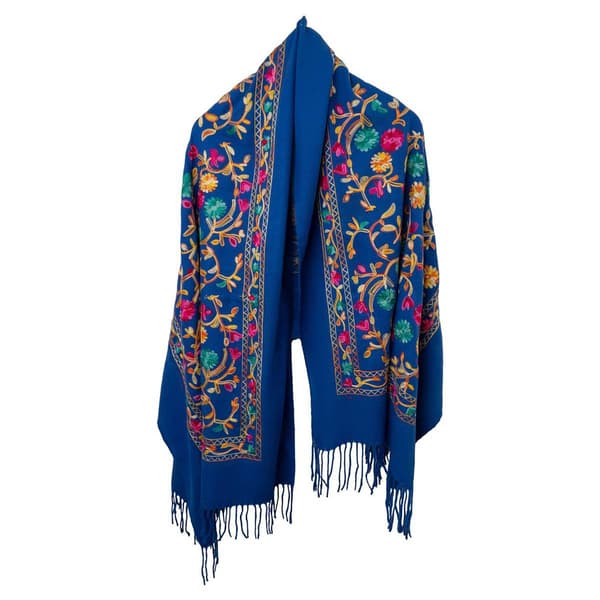 Womens Jessica McClintock Embroidered Shawl Scarf - Royal Blue - Boscov's