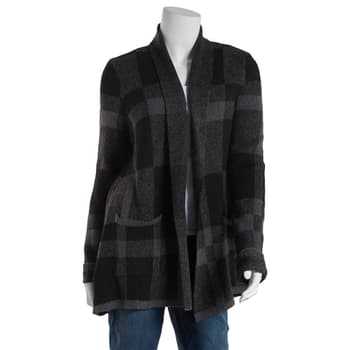 Petite Preswick & Moore Long Sleeve 2-Tone Plaid Cardigan - Boscov's