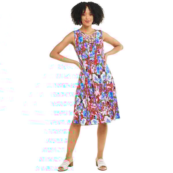 Plus Size Sami & Jo 2 Ring Neck Floral A-Line Dress - Boscov's