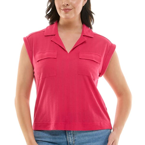 Womens Zac & Rachel Split Neck Collar Solid Utility Blouse - Boscov's