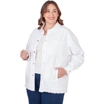 Plus Size Ruby Rd. Blue Horizon Button Front Soft Twill Jacket - Boscov's