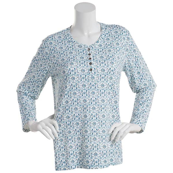 Plus Size Hasting & Smith Long Sleeve Floral Tile Tee - Boscov's