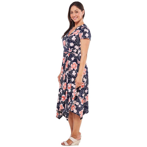 Womens Perceptions Short Sleeve Floral Side Knot Wrap Dress - Boscov's