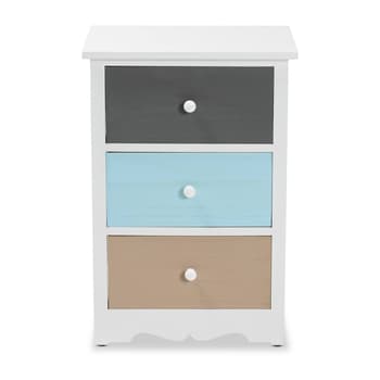 Baxton Studio Kalila Multi-Colored Wood 3-Drawer Nightstand - Boscov's