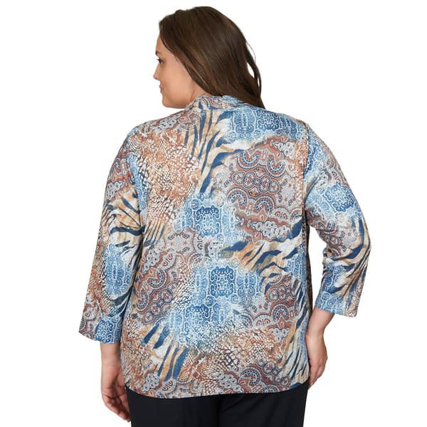 Plus Size Alfred Dunner Classics Knit Lacy Medallion 2Fer Blouse - Boscov's