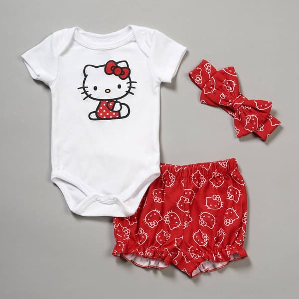 Baby Girl (NB-9M) 3pc. Hello Kitty® Bodysuit & Shorts Set - Boscov's