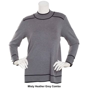 Plus Size Retrology Mock Neck Sweater with Piping. - Boscov's