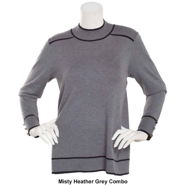 Petite Retrology Mock Neck Sweater with Piping - Boscov's