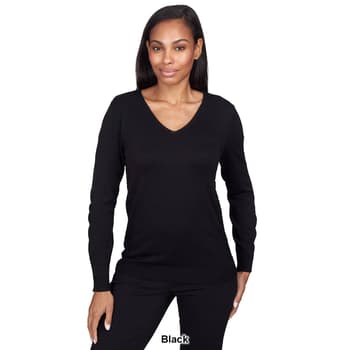 Plus Size Emaline Special Items Long Sleeve Solid V-Neck Sweater - Boscov's