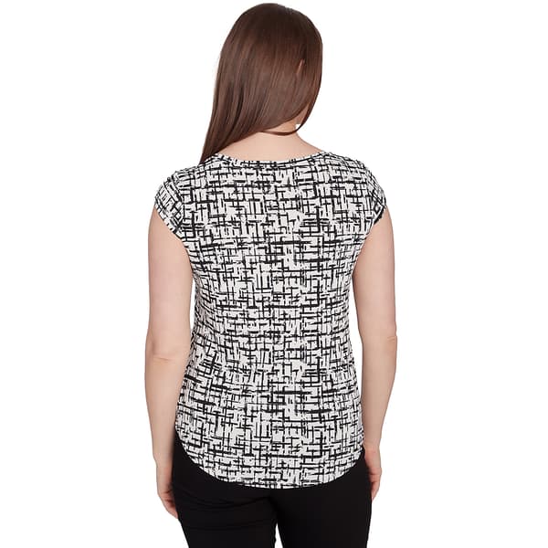 Petite Emaline Easy Knit Tops Cap Sleeve Grid Tee - Boscov's