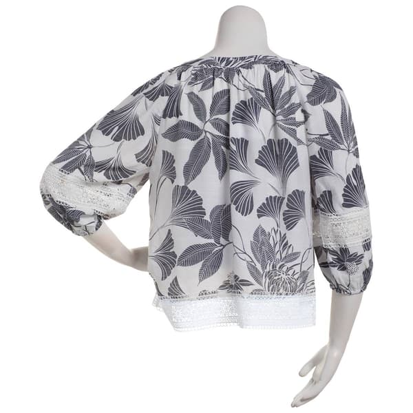 Womens Zac & Rachel 3/4 Sleeve Leafy Border Trim Blouse - Boscov's