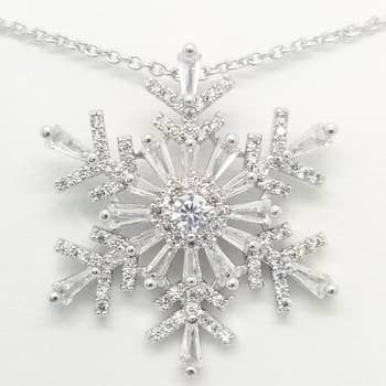 Silver Plated Cubic Zirconia Snowflake Pendant Necklace - Boscov's