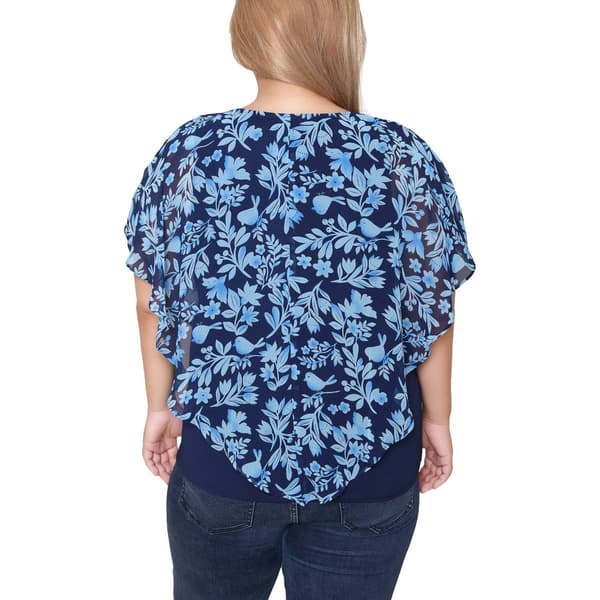 Plus Size NY Collection Split Neck Floral Poncho Tank Top - Boscov's