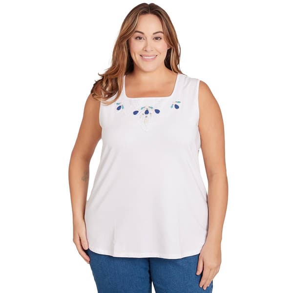 Plus Size Ruby Rd. Bali Blue Knit Embellished Sleeveless Blouse - Boscov's