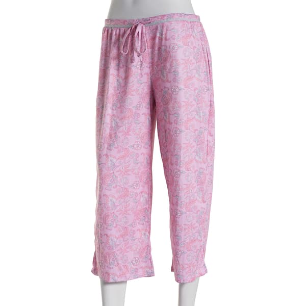 Petite Jessica Simpson Ribbed Brushed Paisley Capri Pajama Pants - Boscov's