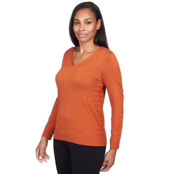 Petite Emaline Special Items Long Sleeve Solid V-Neck Sweater - Boscov's