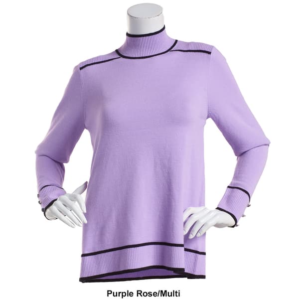 Plus Size Retrology Mock Neck Sweater with Piping - Boscov's
