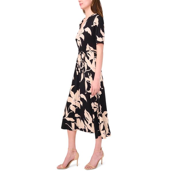 Womens MSK Short Sleeve Floral V Neck Midi Dress - Boscov's