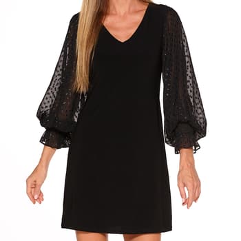 Womens MSK Long Sleeve Balloon Sleeve V-Neck Dress - Boscov's