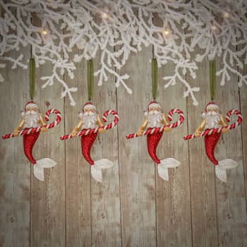 National Tree Glass Santa Merman Ornaments - Set of 4 - Boscov's