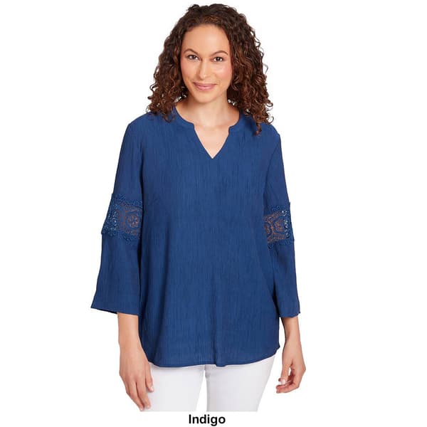 Womens Ruby Rd. Red White & New Woven Solid Gauze Blouse - Boscov's