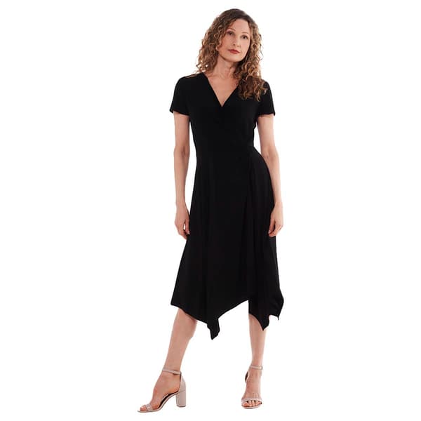 Womens Perceptions Short Sleeve Side Knot Solid Wrap Dress - Boscov's