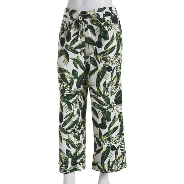 Womens Per Se Leaf Print Linen Capris - Boscov's