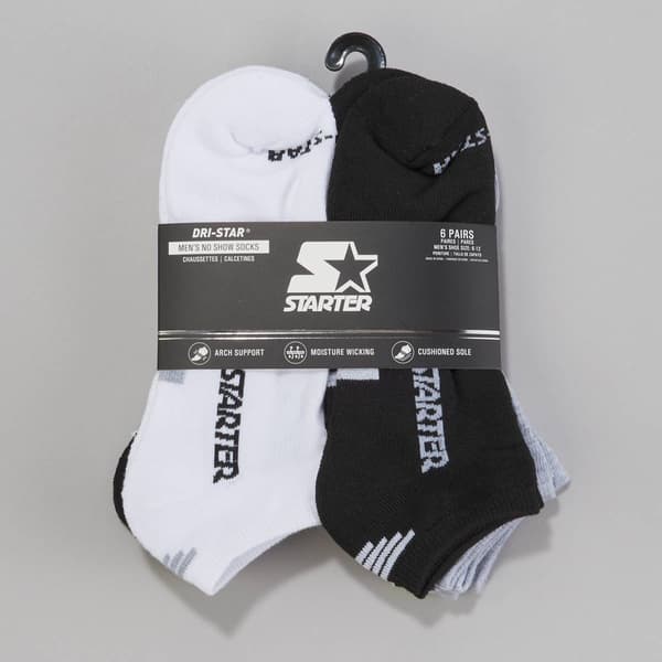 Mens Starter® 6pk. No Show Socks - White/Black/Grey - Boscov's