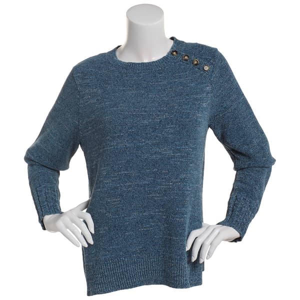 Petite Napa Valley Marled Chenille Button Detail Sweater - Boscov's