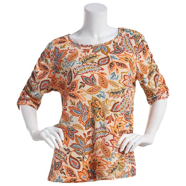 Plus Size Emily Daniels Elbow Shirred Sleeve Floral Blouse - Boscov's