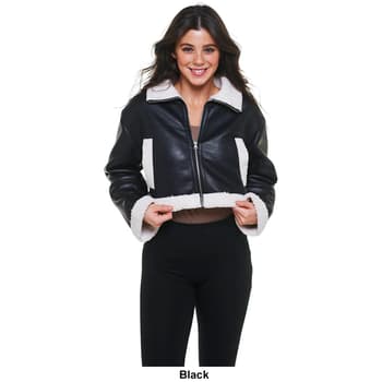 Juniors Love Tree Cropped Sherpa Trim Faux Suede Jacket - Boscov's