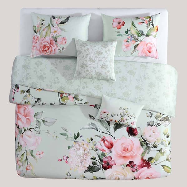 Bebejan® Rose on Misty Green 5pc. Reversible Comforter Set - Boscov's