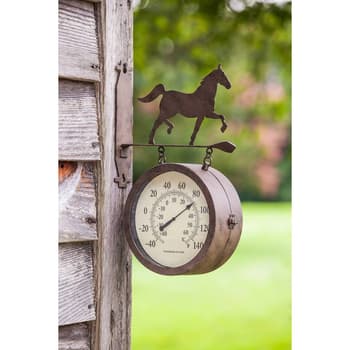 Evergreen Horse Icon 2-Sided Outdoor Wall Clock & Thermometer - Boscov's